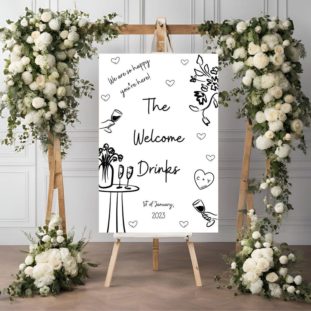 Wedding Drinks Welcome Sign Template - Etsy