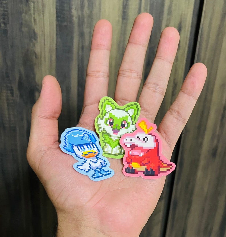 Pokemon: Scarlet and Violet Gen 9 Starters Pixel Art Sticker Set Quaxly ...