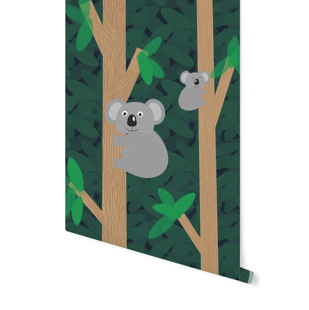 Koala Bear Forest Wallpaper Mural, Removable Peel and Stick - Etsy