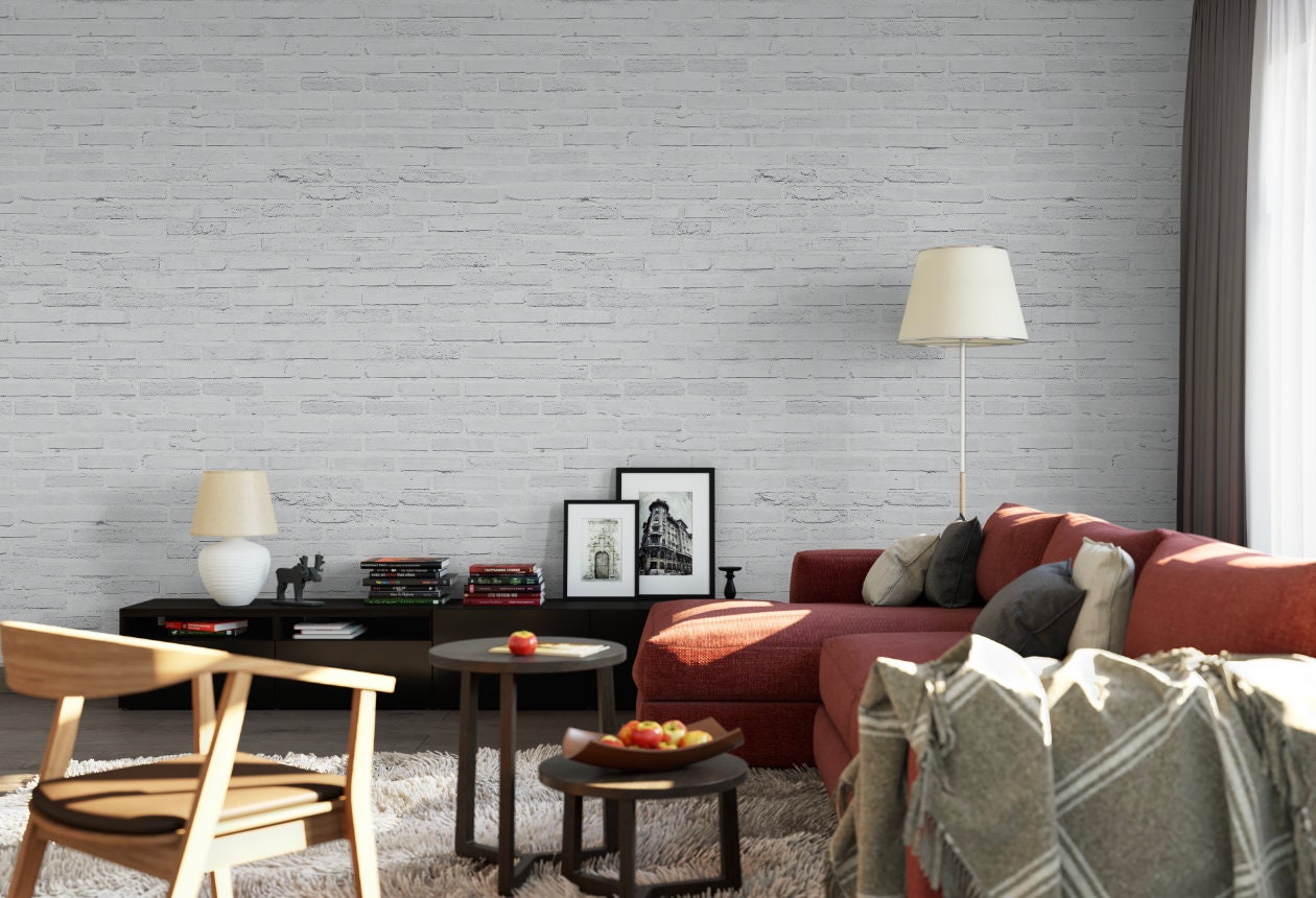 White Brick Wallpaper // Removable Wallpaper // Peel and Stick | Etsy