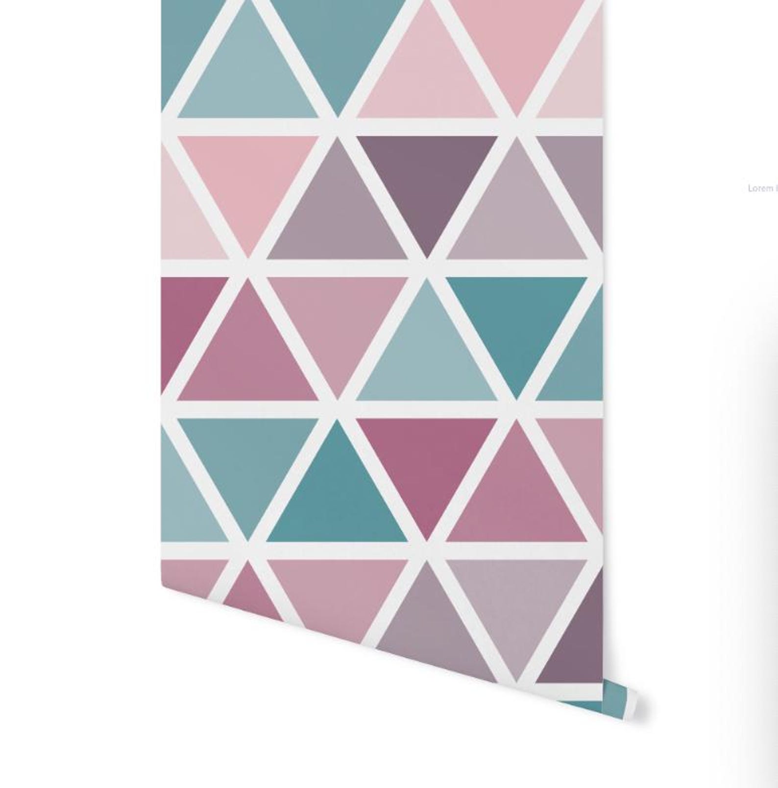 Peel and Stick Wallpaper Kids/ Pink and Teal Color Block Triangles ...