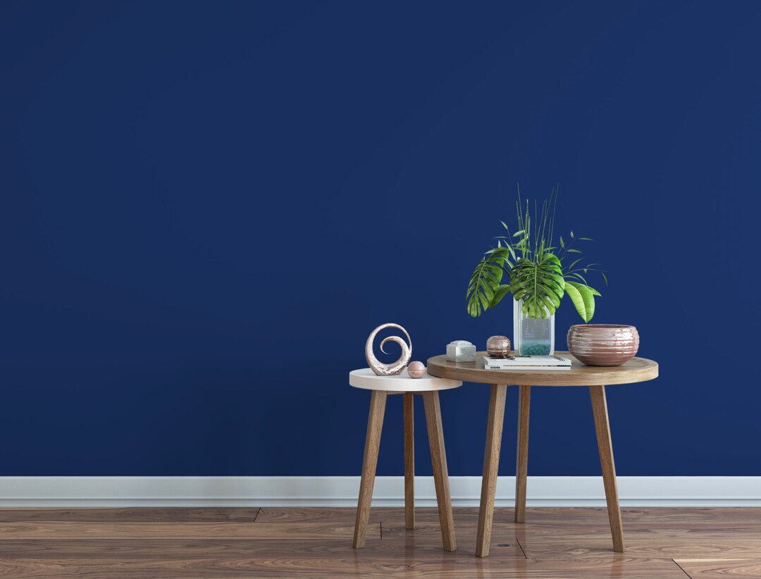 Blue Wallpaper/ Deep Blue Solid Color Wallpaper/ Removable Wallpaper ...