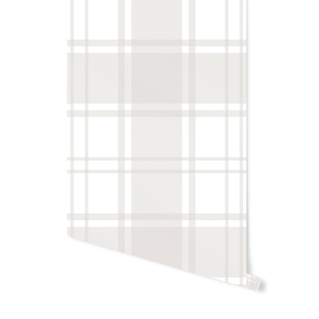 Wallpaper Plaid Gray/ Warm Gray Plaid Wallpaper/ Removable Wallpaper ...