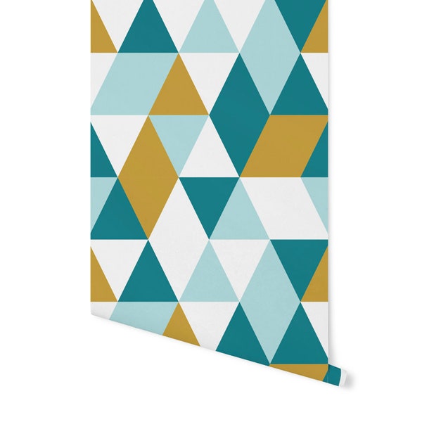Teal Geometric Wallpaper - Etsy