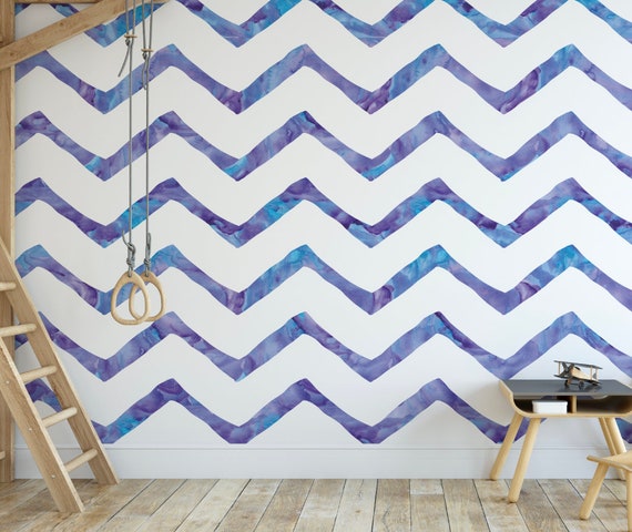 Purple And Teal Chevron Wallpaper AP950 06 | Zig Zag Multi Color,