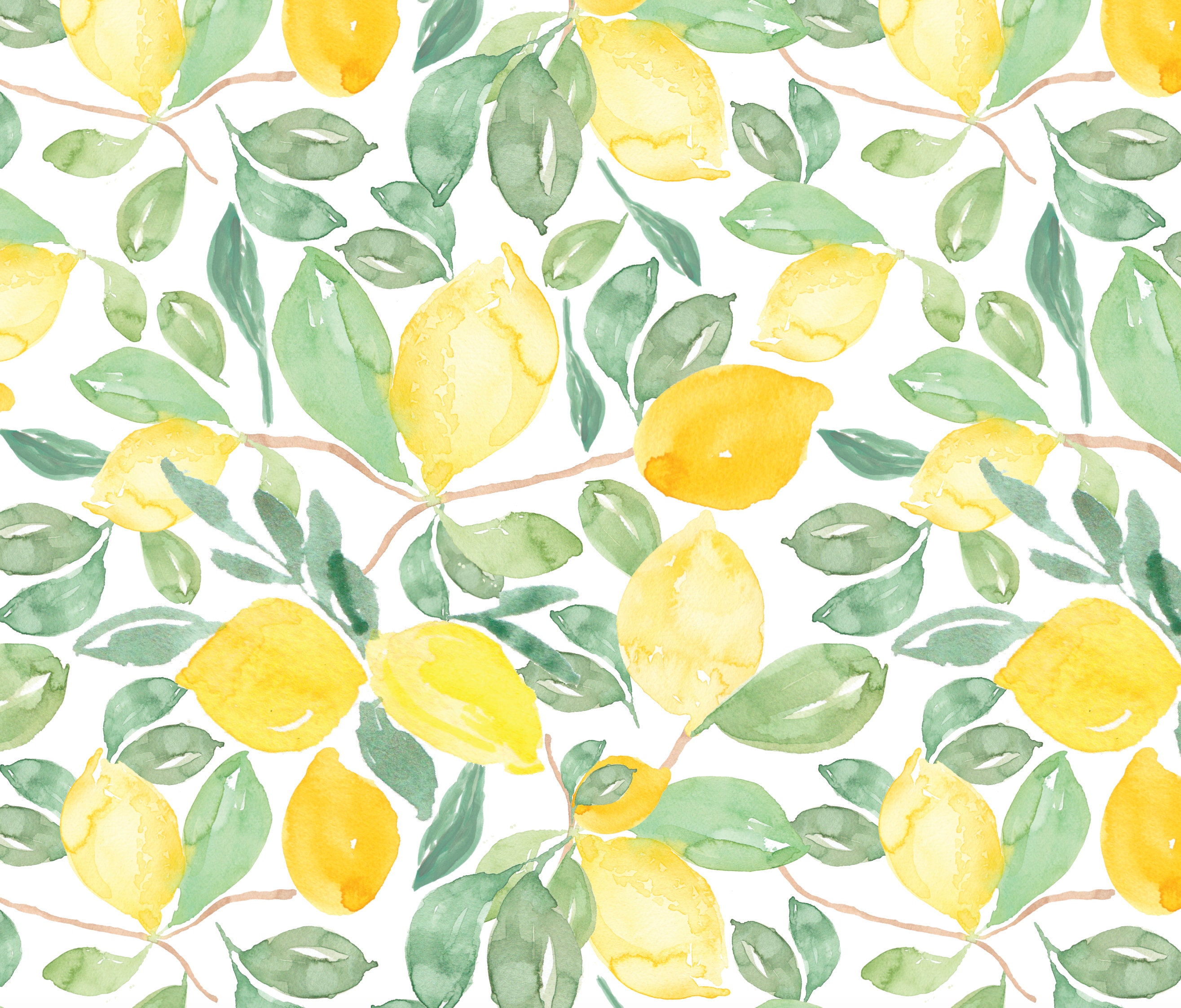 Watercolor Lemon Wallpaper // Removable Wallpaper// Peel and | Etsy