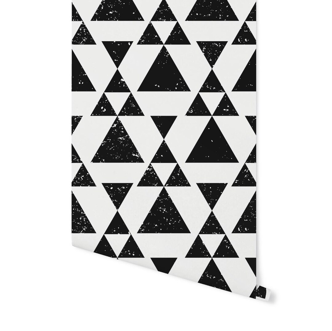Grunge Black & off White Triangles Wallpaper/ Removable Wallpaper ...
