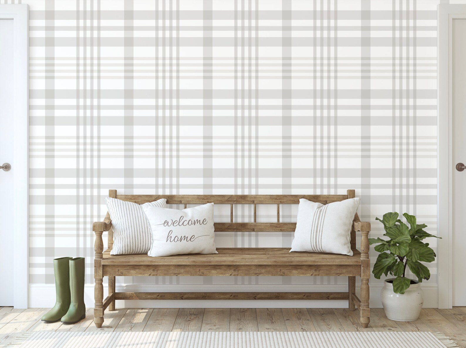 Wallpaper Plaid/ Sophisticated Beige Plaid Wallpaper/ - Etsy