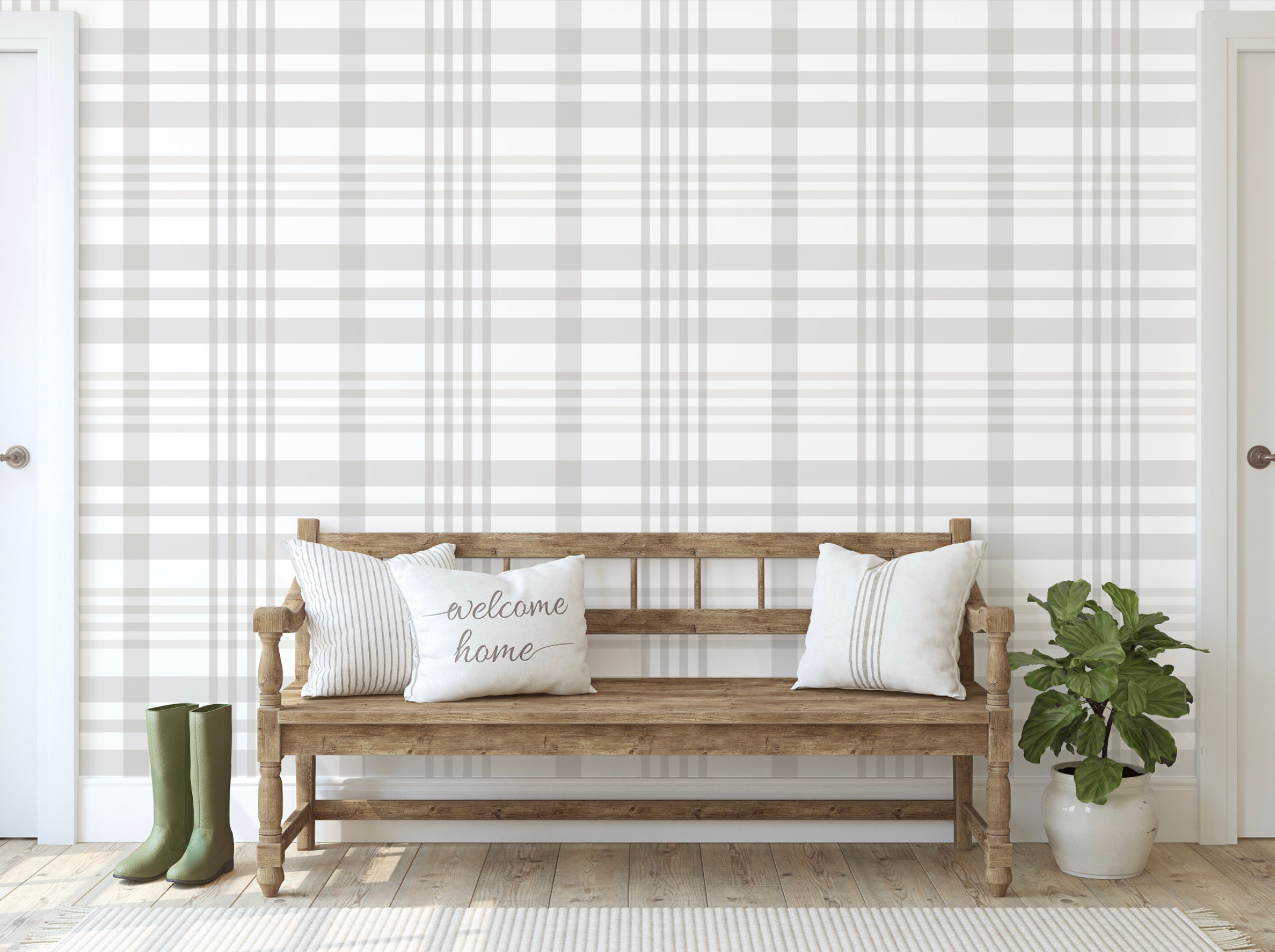Wallpaper Plaid/ Sophisticated Beige Plaid Wallpaper/ - Etsy
