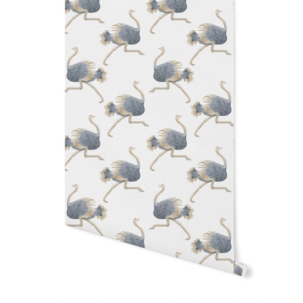 Peel and Stick Ostrich Wallpaper - Etsy