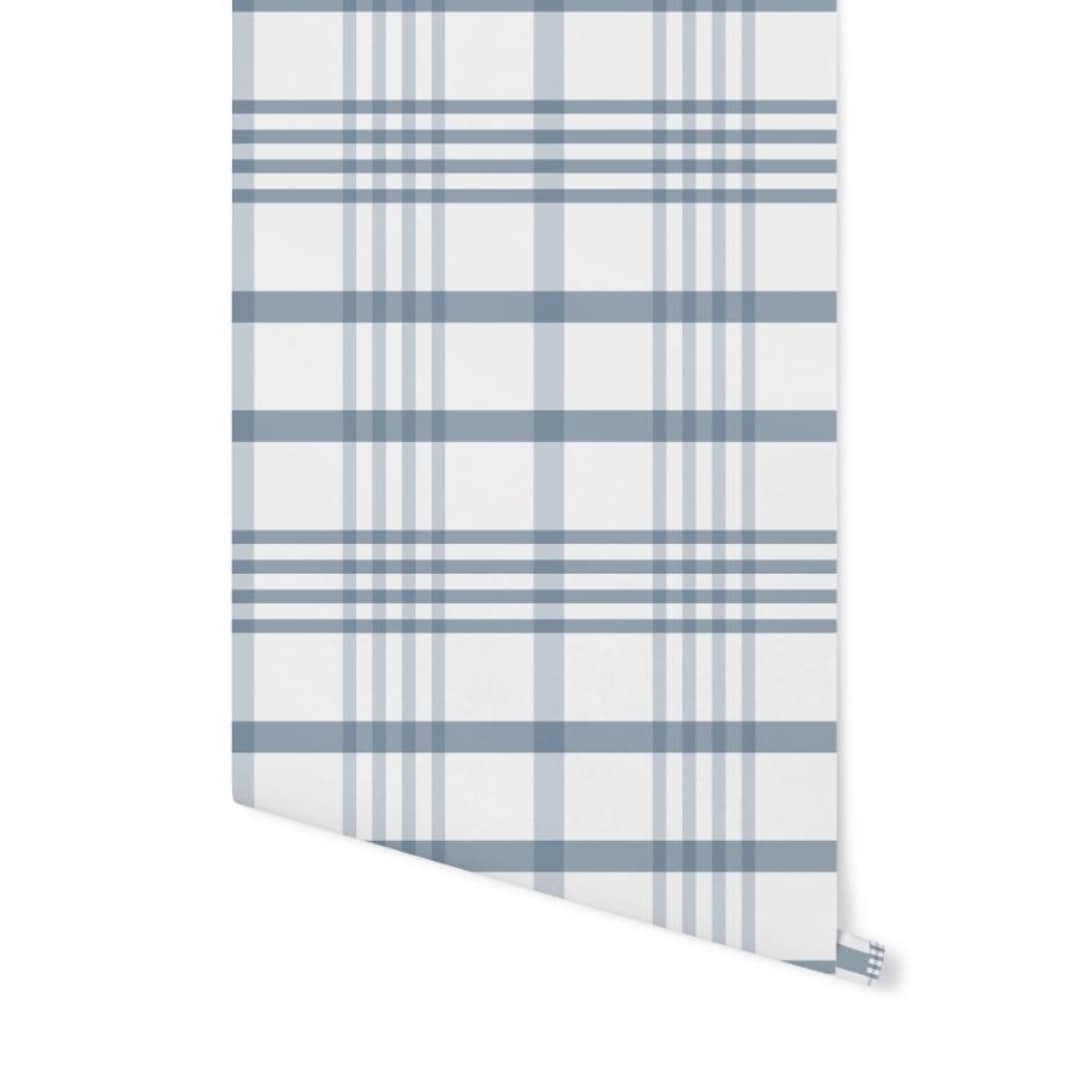 Wallpaper Plaid Blue/ Soft Blue Plaid Wallpaper/ Removable Wallpaper ...