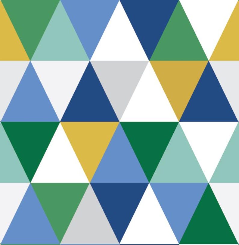 Peel and Stick Wallpaper Blue/ Mustard, Blue and Green Triangles ...