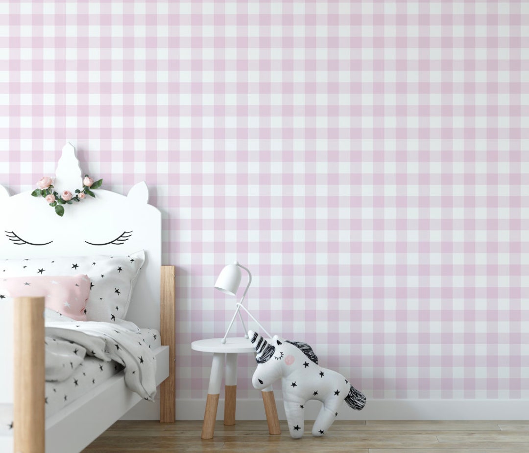 Bubblegum Pink Check Wallpaper WW2335 - Etsy