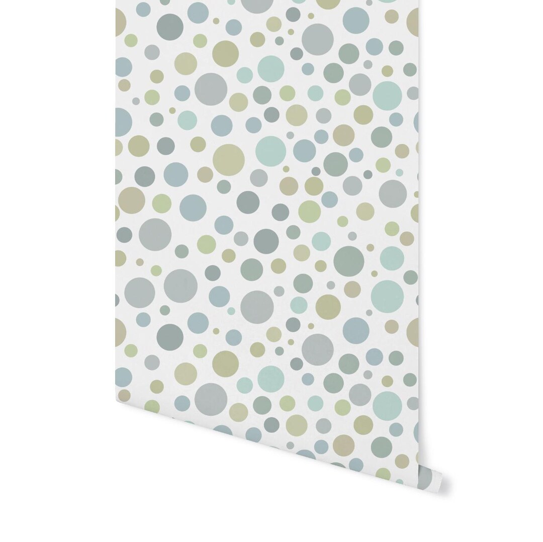 Sage Green Polka Dots Wallpaper/ Removable Wallpaper/ Unpasted ...