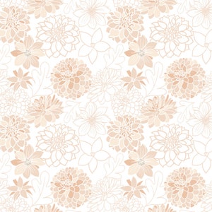 Peel and Stick Wallpaper Boho/ Boho Peach Dahlias Wallpaper/ Removable ...
