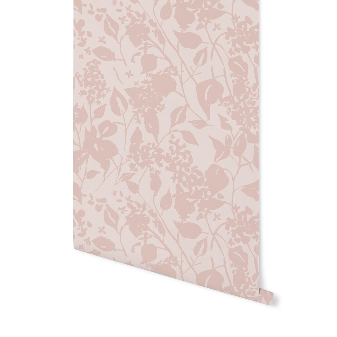 Blush Pink Floral Wallpaper, Abstract Peel and Stick, Removable - Etsy