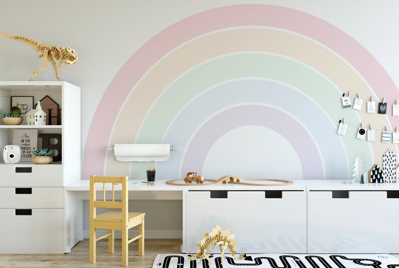 Wallpaper Rainbow/ Pastel Rainbow Wallpaper/ Removable - Etsy