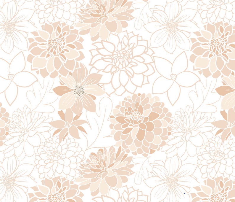 Peel and Stick Wallpaper Boho/ Boho Peach Dahlias Wallpaper/ | Etsy