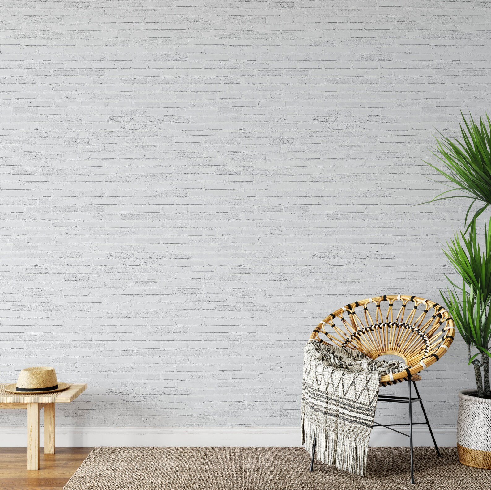 White Brick Wallpaper // Removable Wallpaper // Peel and Stick - Etsy