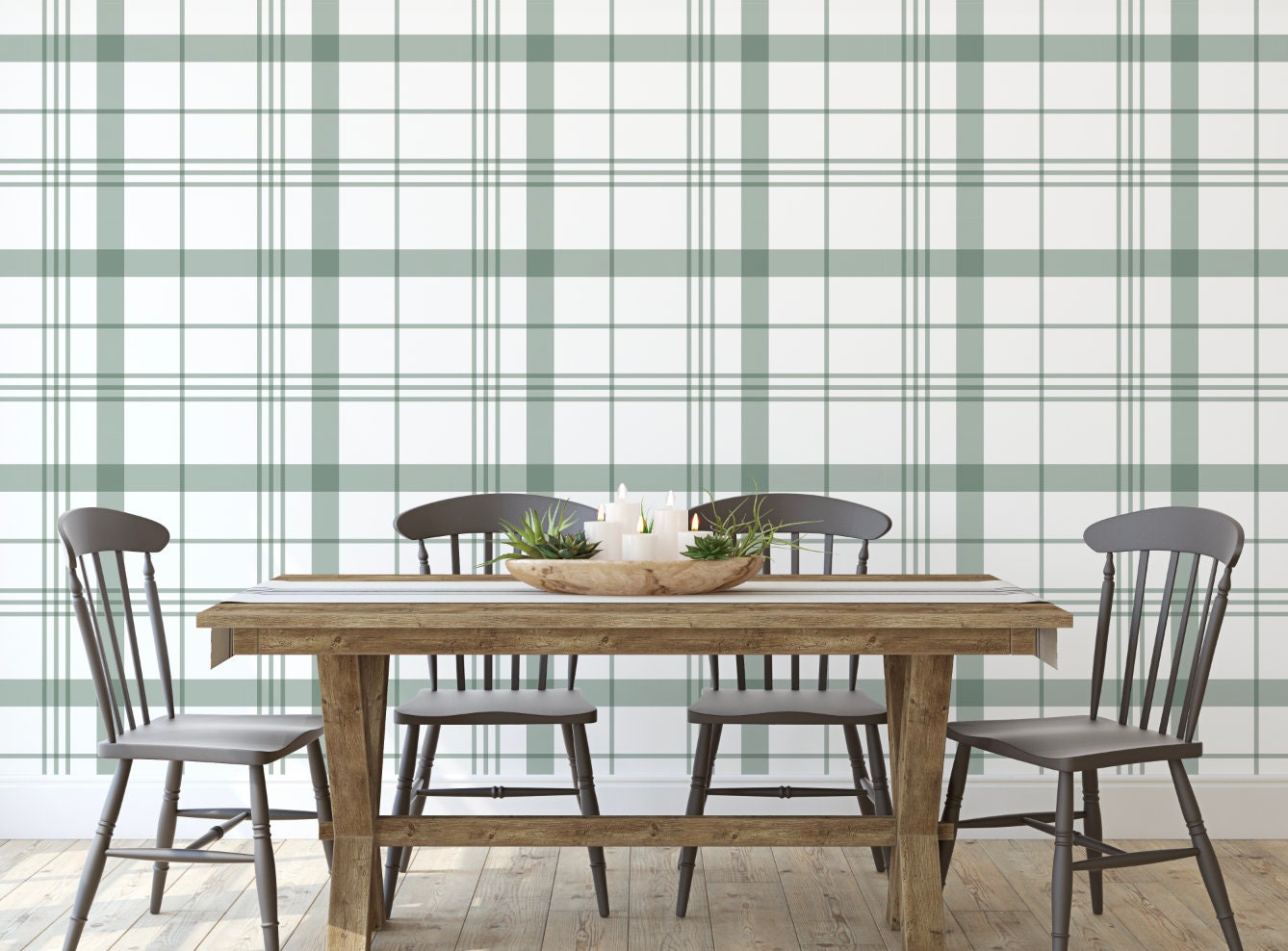 Wallpaper Plaid Green/ Sage Green Asymmetric Plaid Wallpaper / - Etsy