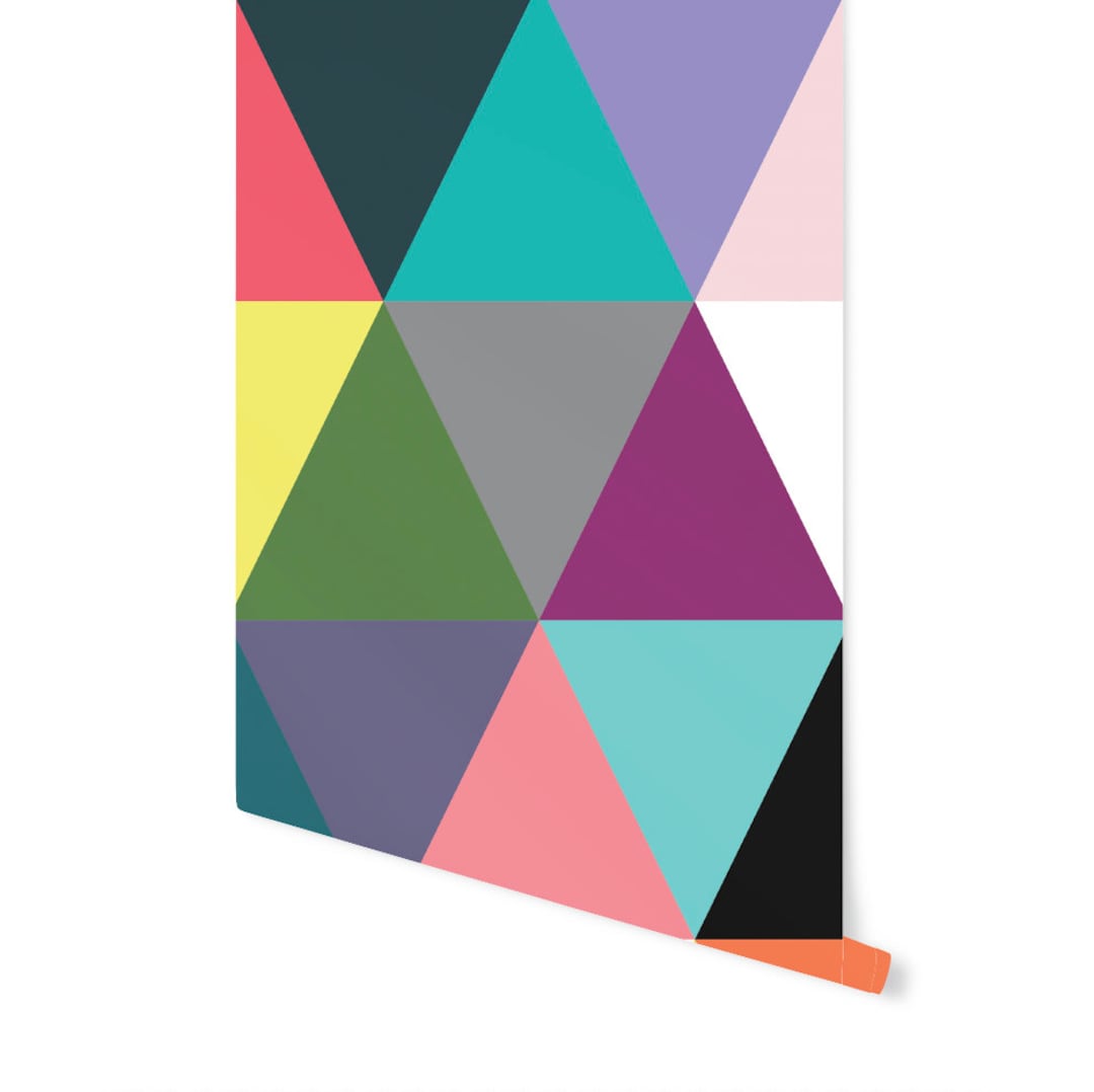 Remixed Vibrant Modern Triangles Wallpaper/ Removable Wallpaper ...