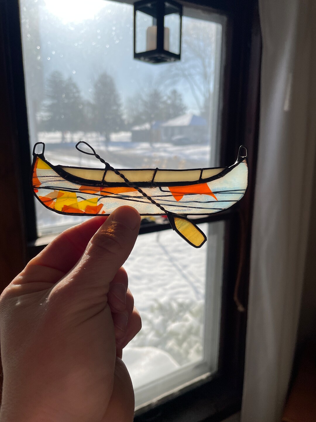 Stained Glass Canoe Suncatcher - Etsy