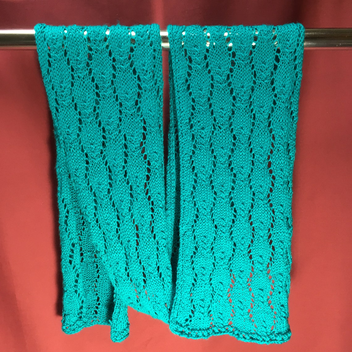 Hand Knit Lace Scarf Leaf Pattern Soft and Light Beautiful - Etsy