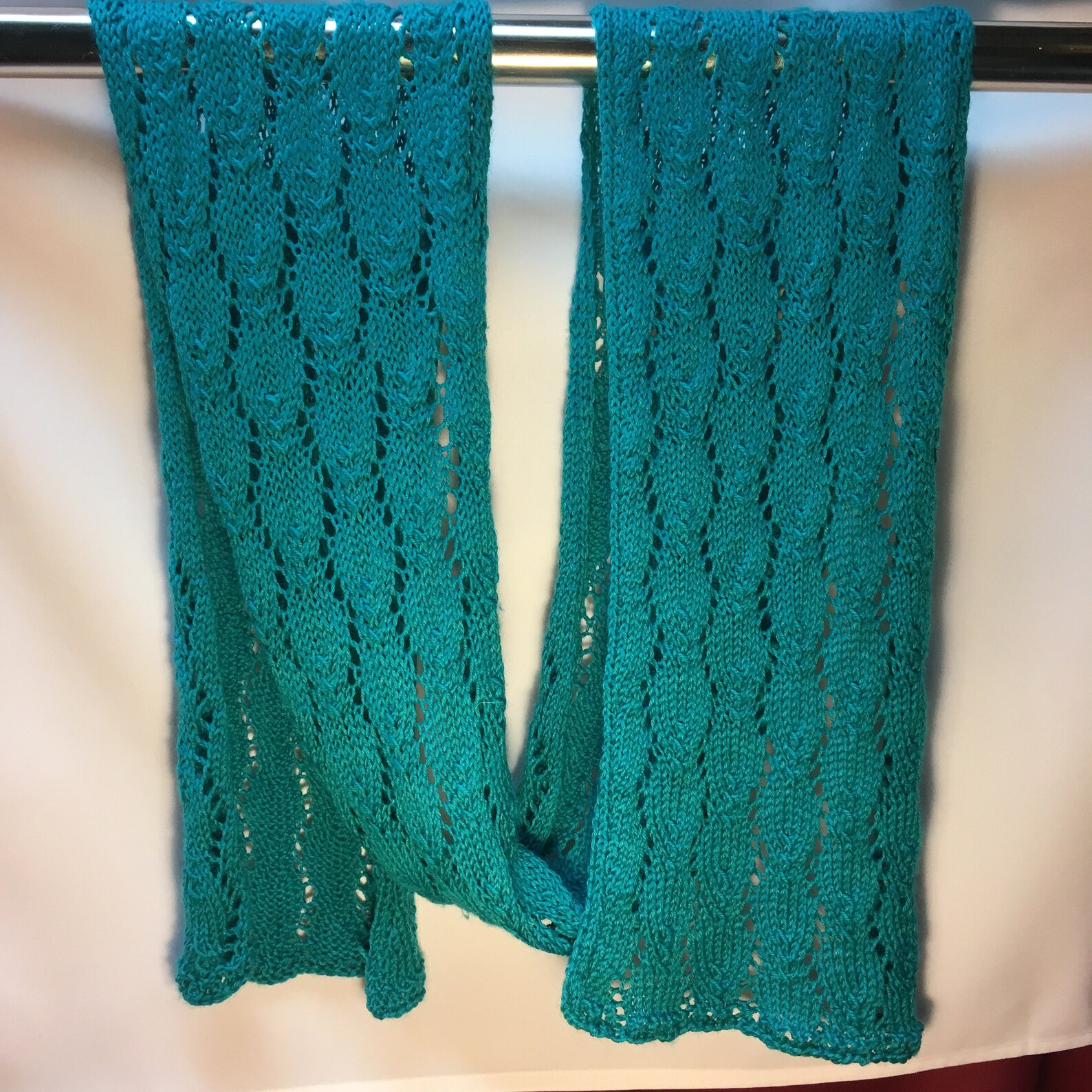 Hand Knit Lace Scarf Leaf Pattern Soft and Light Beautiful - Etsy