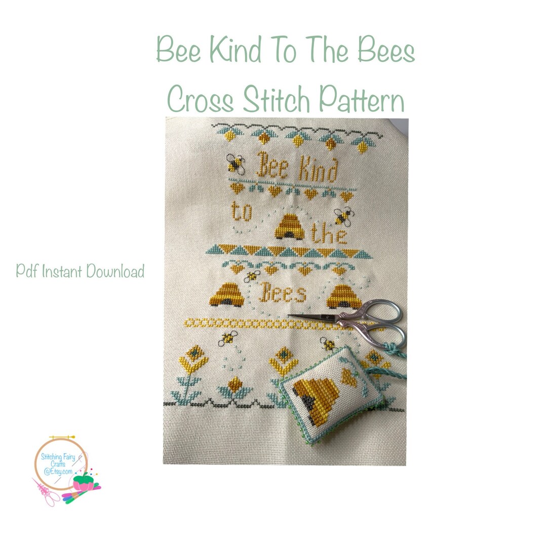Bee Cross Stitch Pattern Be Kind to the Bees Pdf Cross Stitch - Etsy