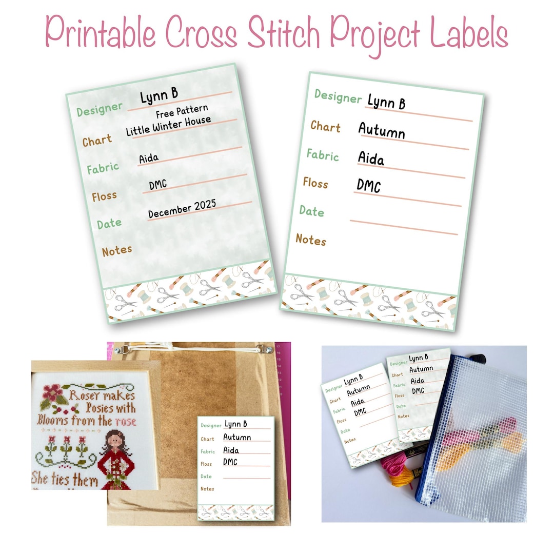 Printable Cross Stitch Labels for Organisation, Embroidery Label, Cross ...