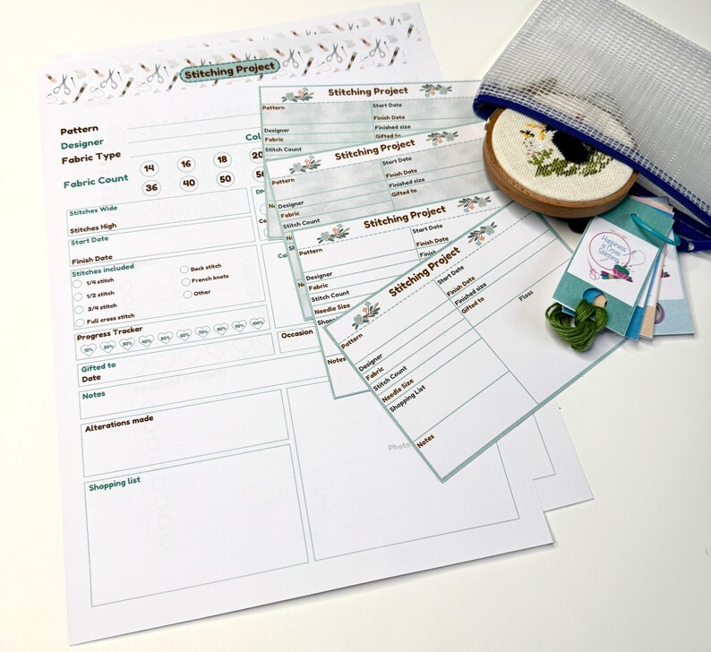 Printable Cross Stitch Project Planner & Cards (digital Download) for ...