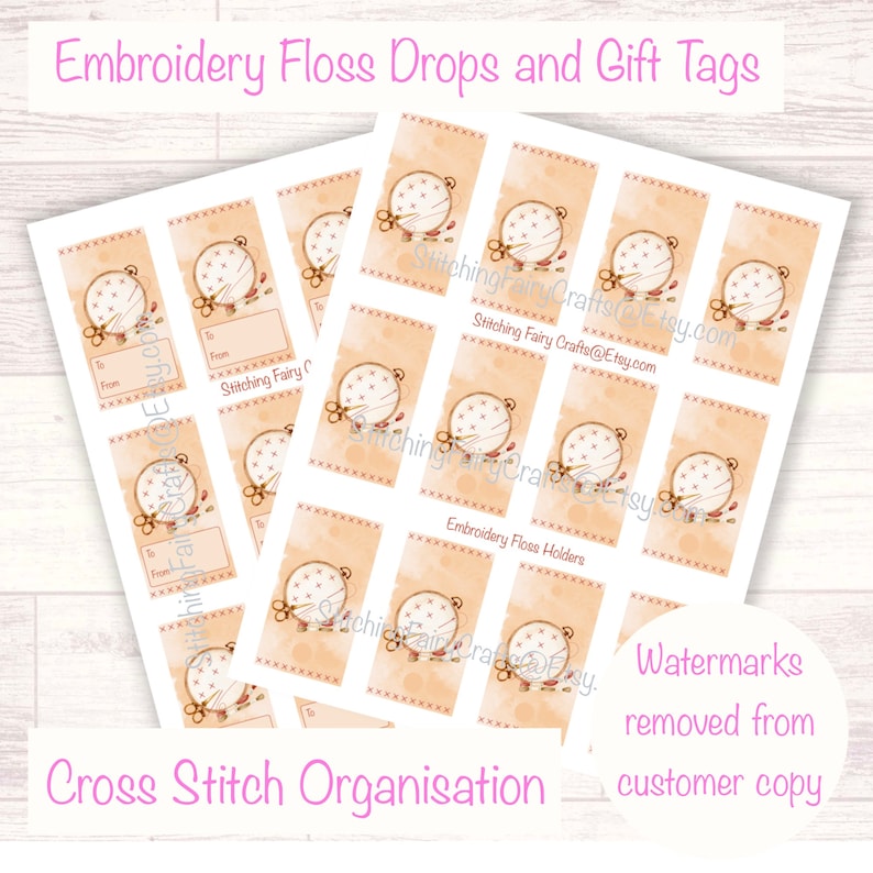 Printable Floss Tags and Gift Tags: Cross Stitch Embroidery (PDF) - Etsy