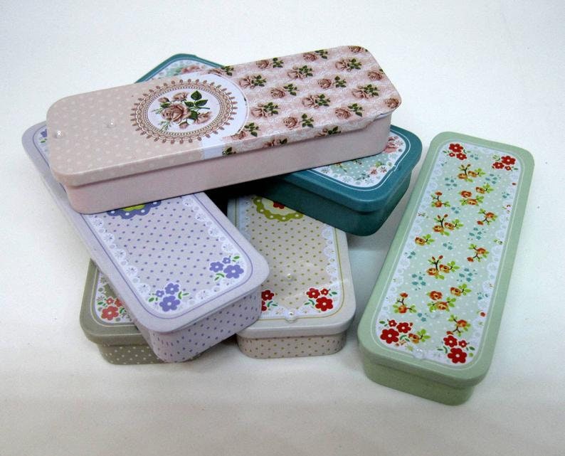 Empty notions tin rectangle tin knitting gift sewing gift | Etsy