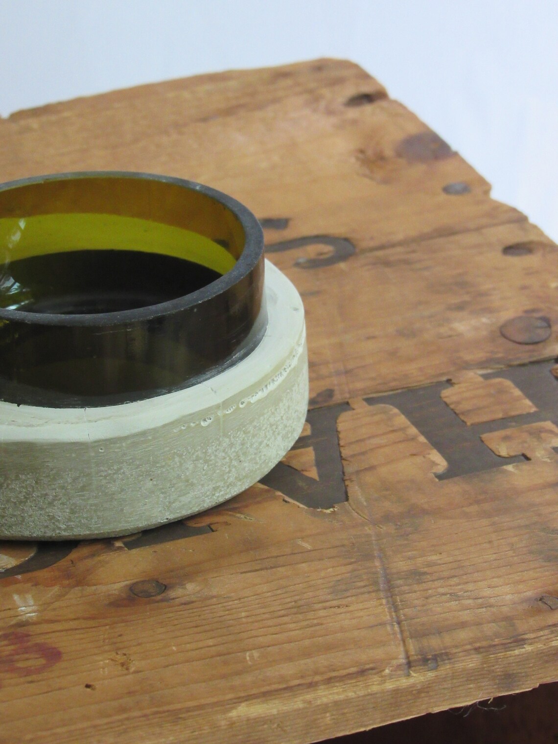 Concrete Spoon Rest Base With Upcycled Wine Bottle and Copper | Etsy