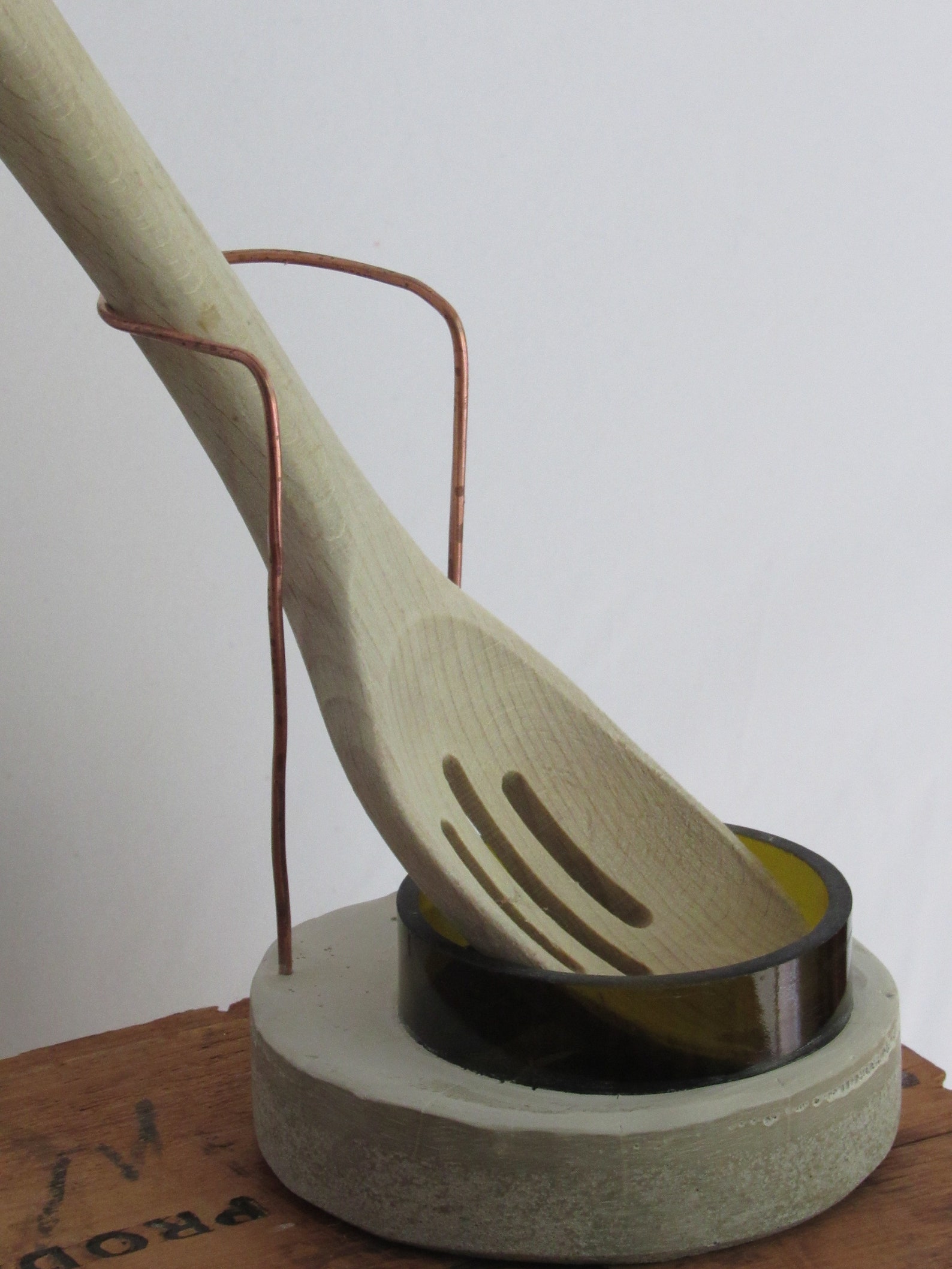 Concrete Spoon Rest Base With Upcycled Wine Bottle and Copper Wire - Etsy