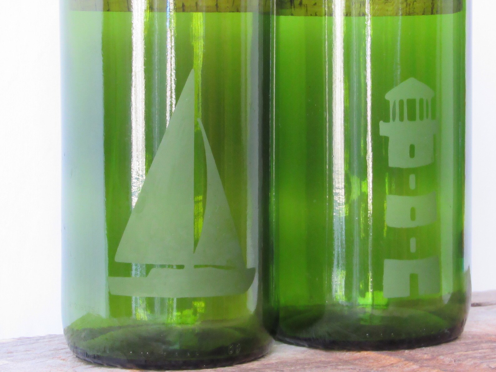 Coastal Nautical Themed Sailboat and Lighthouse Canister Green Jar Set ...