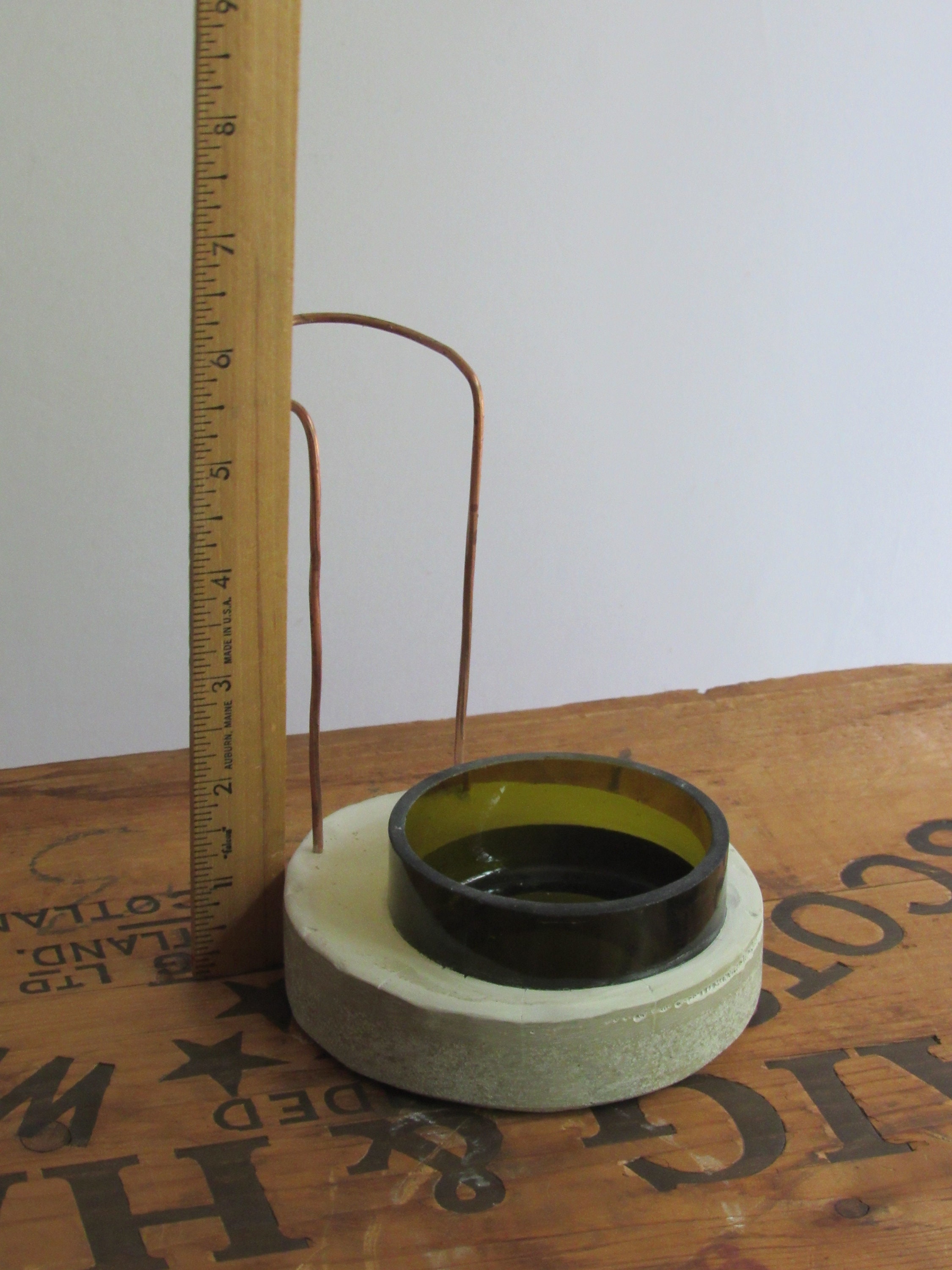 Concrete Spoon Rest Base With Upcycled Wine Bottle and Copper Wire - Etsy