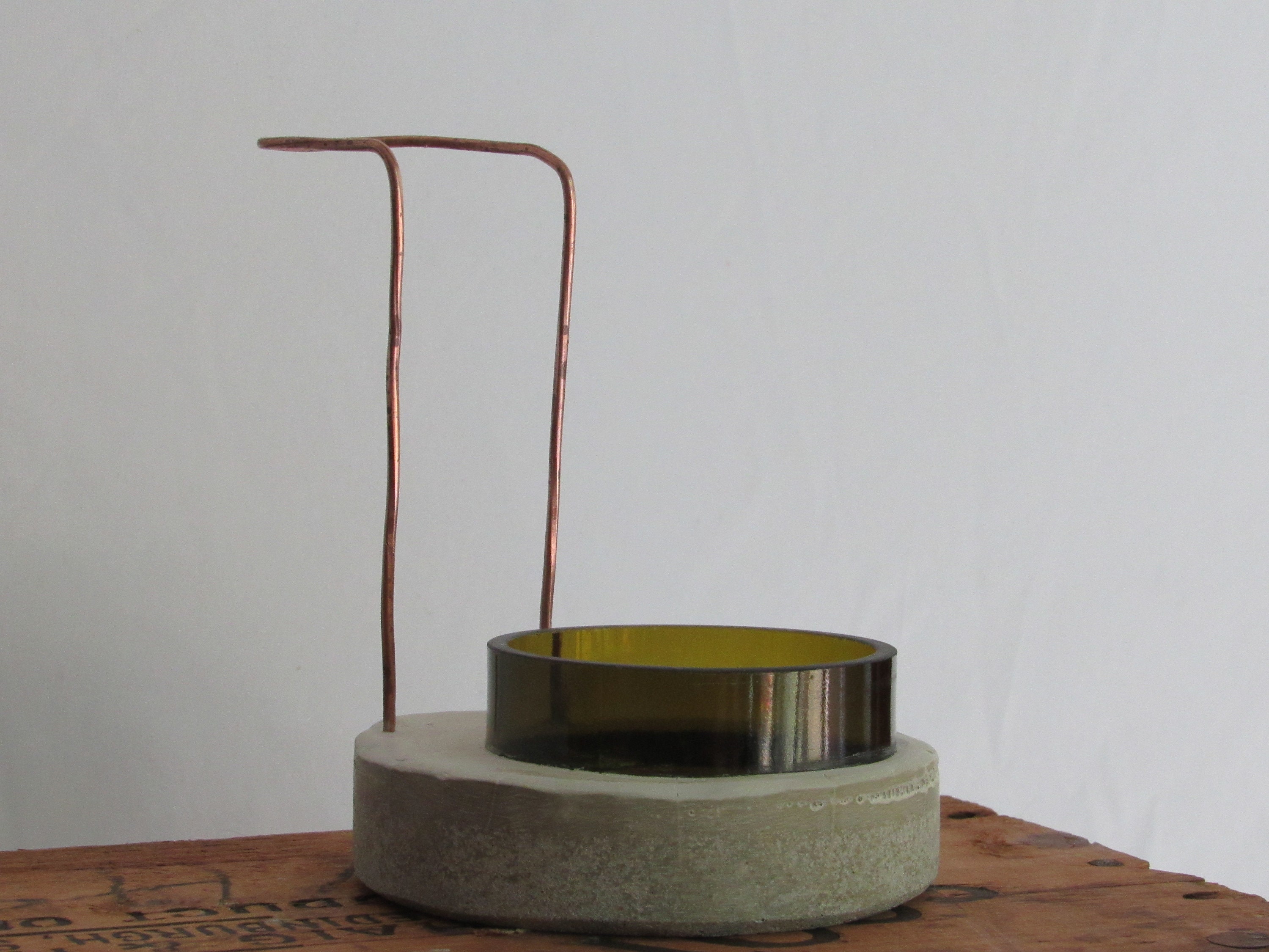 Concrete Spoon Rest Base With Upcycled Wine Bottle and Copper Wire - Etsy