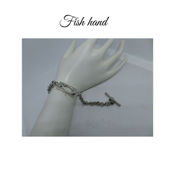 Silver rectangle Fish symbol curb link chain bracelet - Gem
