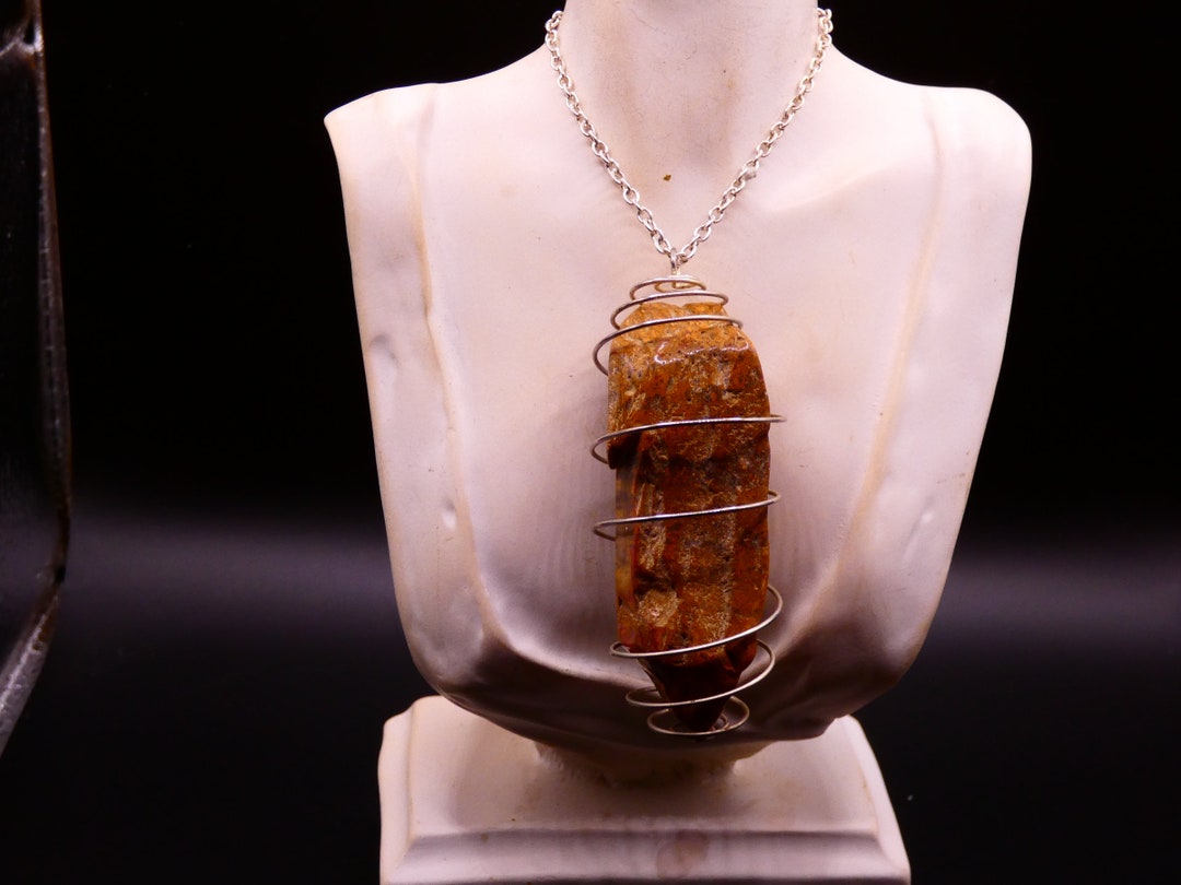 Petra Stone Sedimentary Rock Pendant. Framed in Wire. Raw Polished Textured Stone. - Etsy