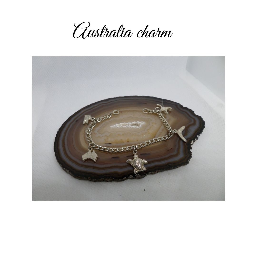 Stainless Steel Australiana Charm Bracelet. Charms Include - Etsy Hong Kong