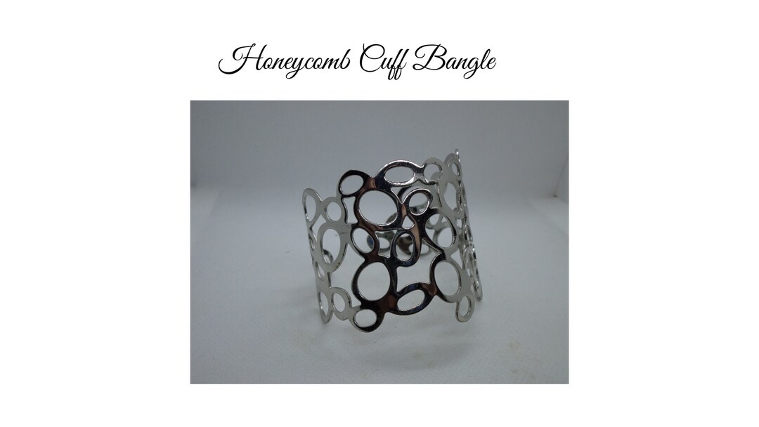 Honeycomb Pattern Stylish Cuff Designed Silver Weighted Bangle. - Etsy