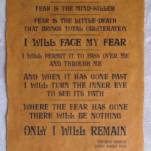 Litany Against Fear Print, Dune Poster, I Must Not Fear, Fear is the ...