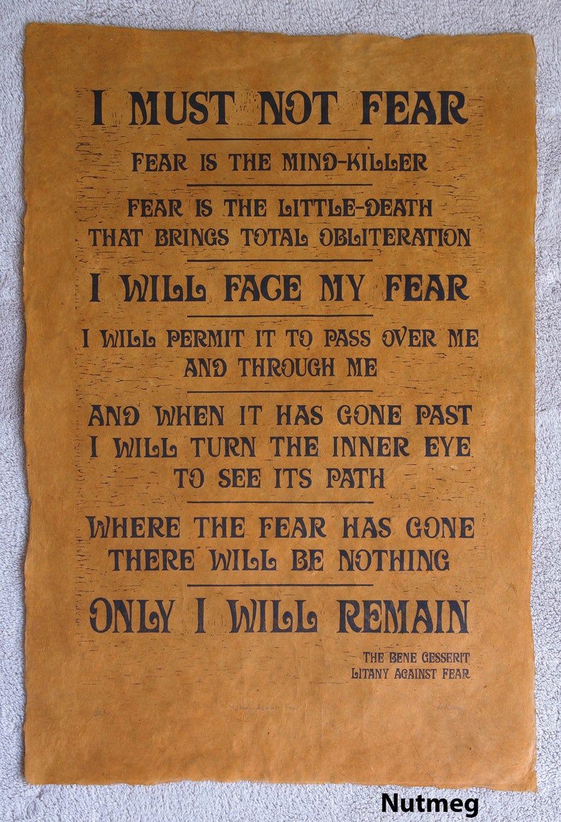 Litany Against Fear Print, Dune Poster, I Must Not Fear, Fear is the ...