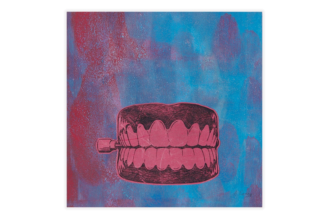 Chattering Teeth, Handmade Art, Linocut Print and Monoprint Collage ...