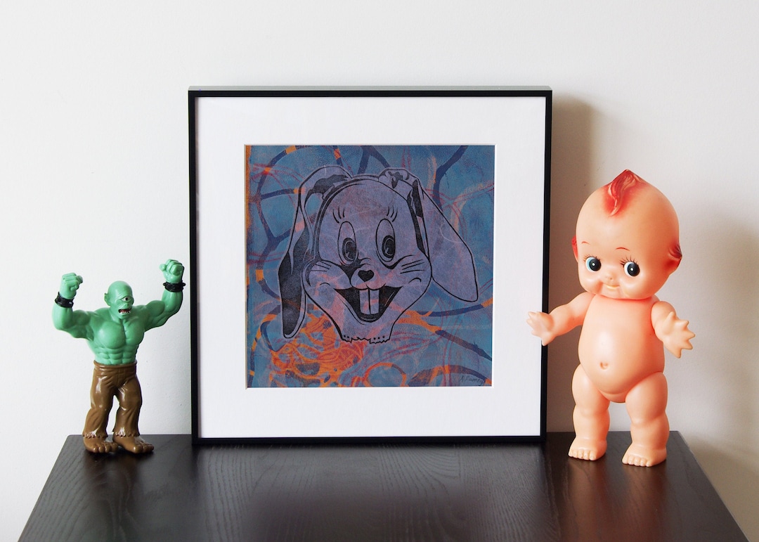 Bugs Bunny Artwork - Handmade Relief Print and Monoprint Collage ...