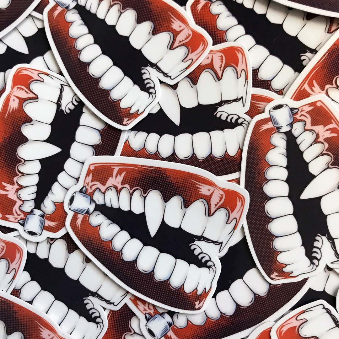 Teeth Stickers, Creepy Stickers, Wind up Teeth, Toy Teeth, Vampire ...