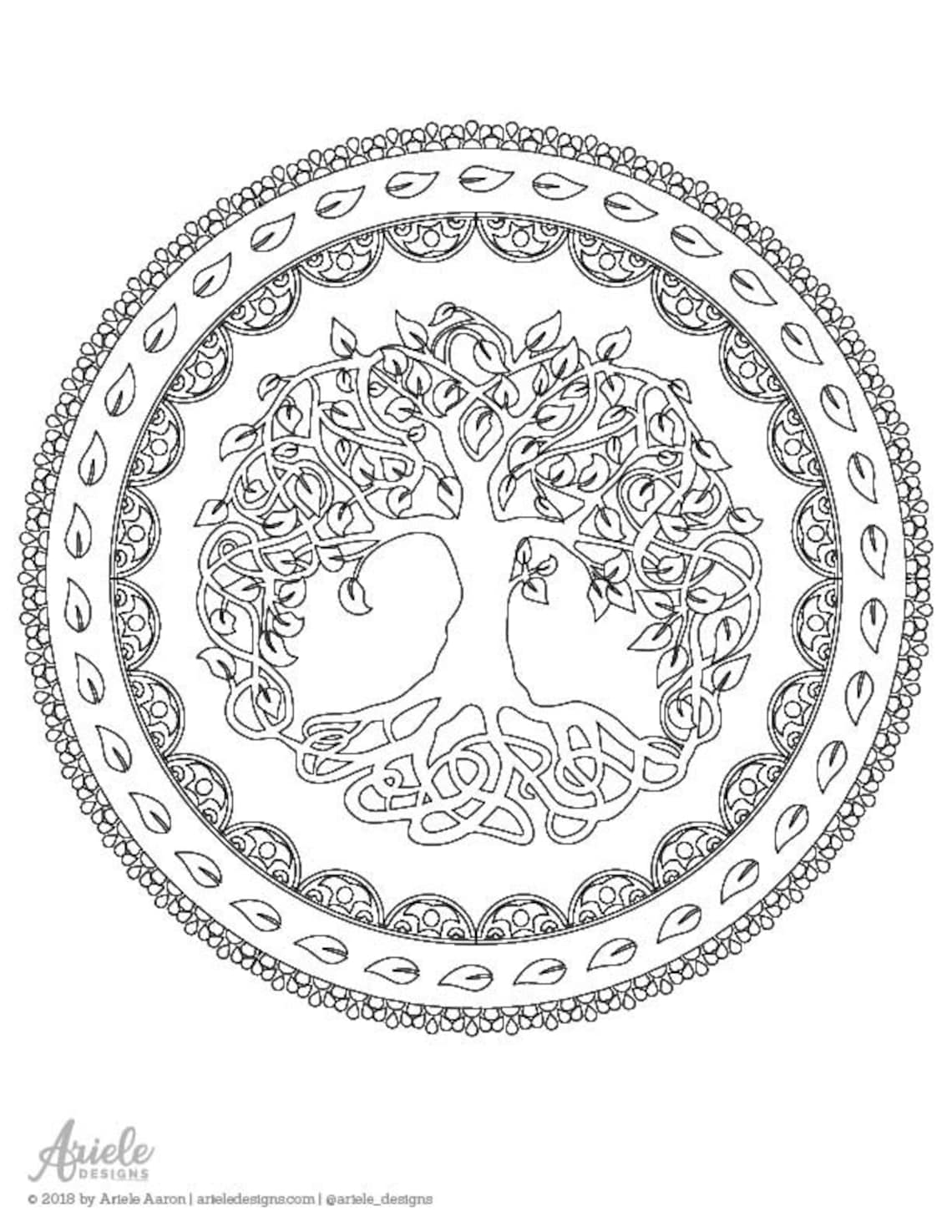 Printable Jewish Art - Tree of Life - Adult Coloring Book Page Hannukah ...