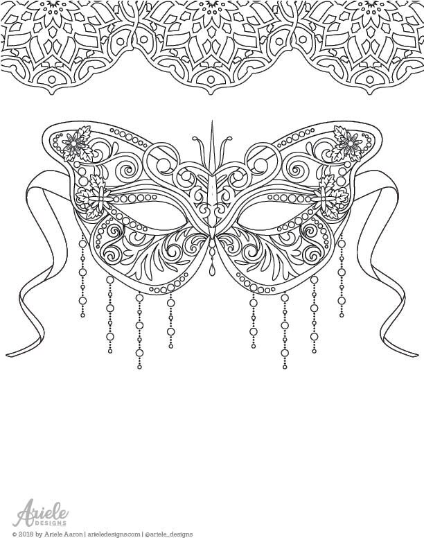 Printable Jewish Art - Purim Mask - Adult Coloring Book Page Hannukah ...