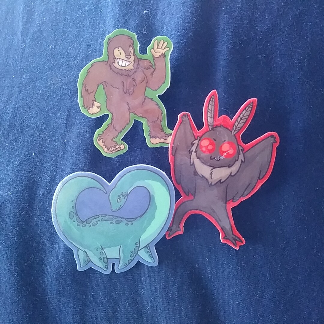 Cryptid Plastic Pin Set - Mothman Pin, Bigfoot Pin, Loch Ness Monster ...